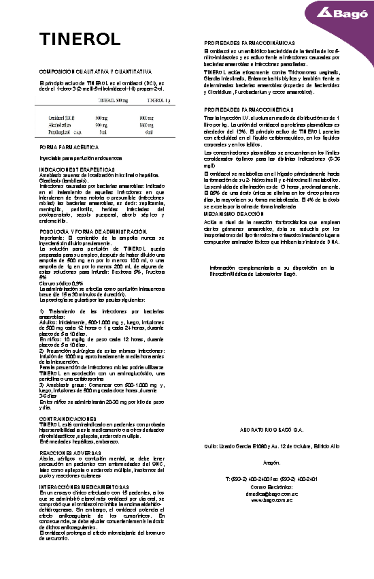 Invigan - TINEROL COMPOSICIÓN CUALITATIVA Y CUANTITATIVA El principio ...