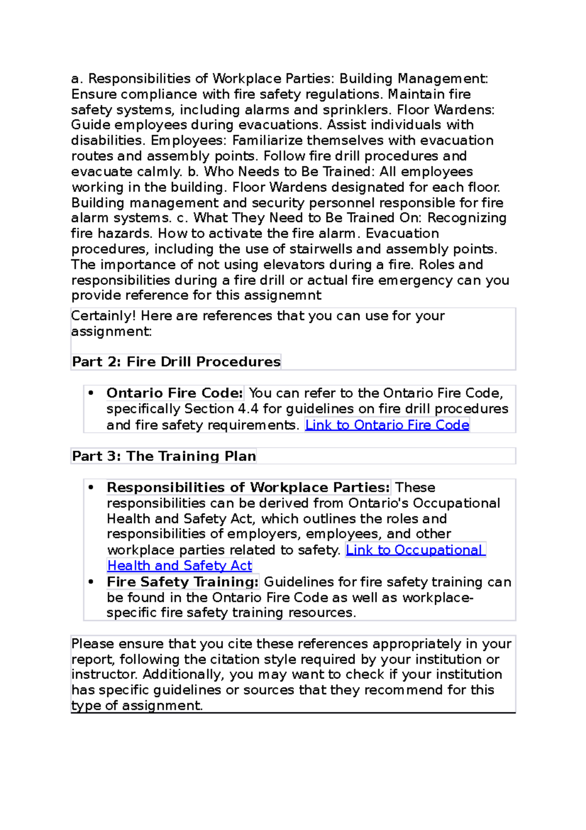 A - notes - a. Responsibilities of Workplace Parties: Building ...