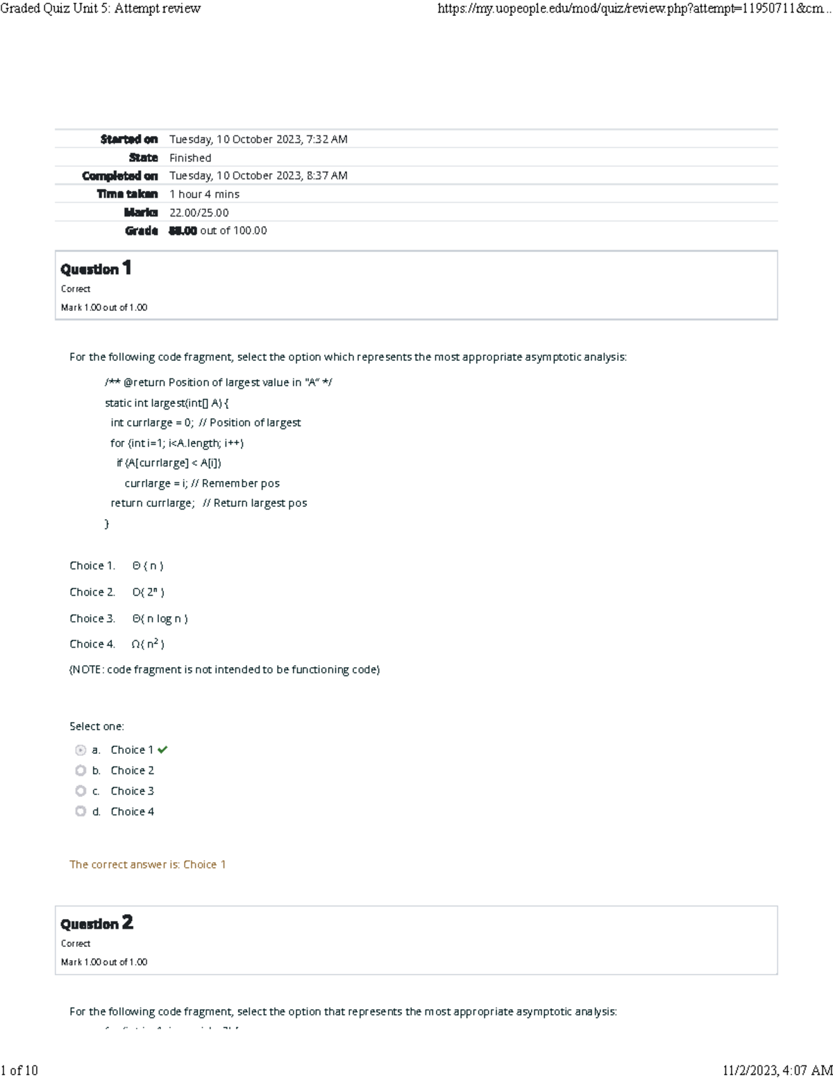 Graded Quiz Unit 5 Attempt review - Tuesday, 10 October 2023, 7:32 AM ...