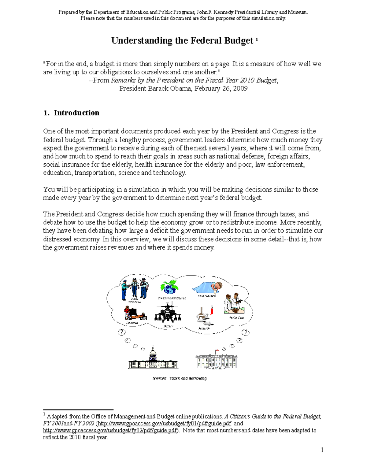 Federal Budget Simulation Understanding the Federal Budget - Prepared ...