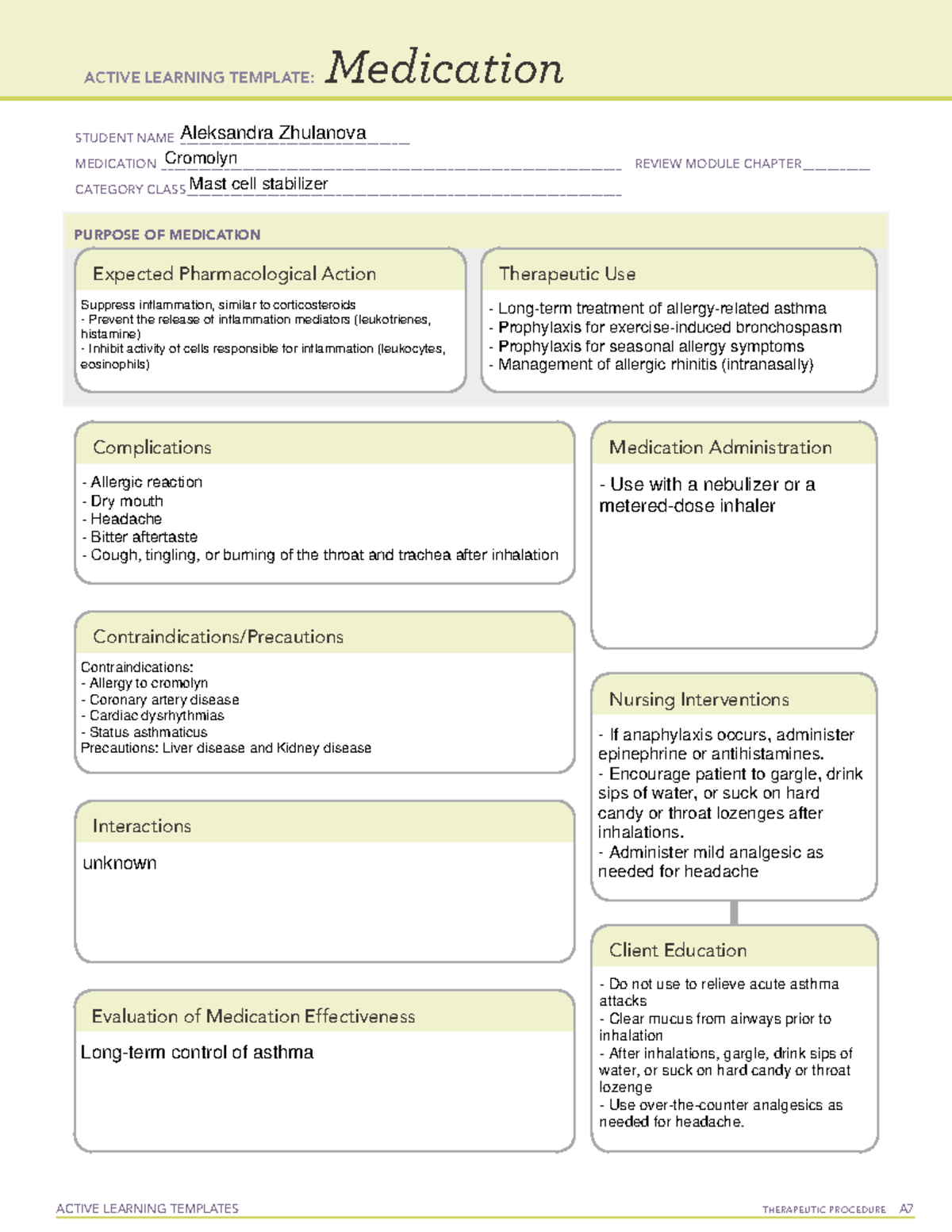 Cromolyn - Drug template - ACTIVE LEARNING TEMPLATES THERAPEUTIC ...