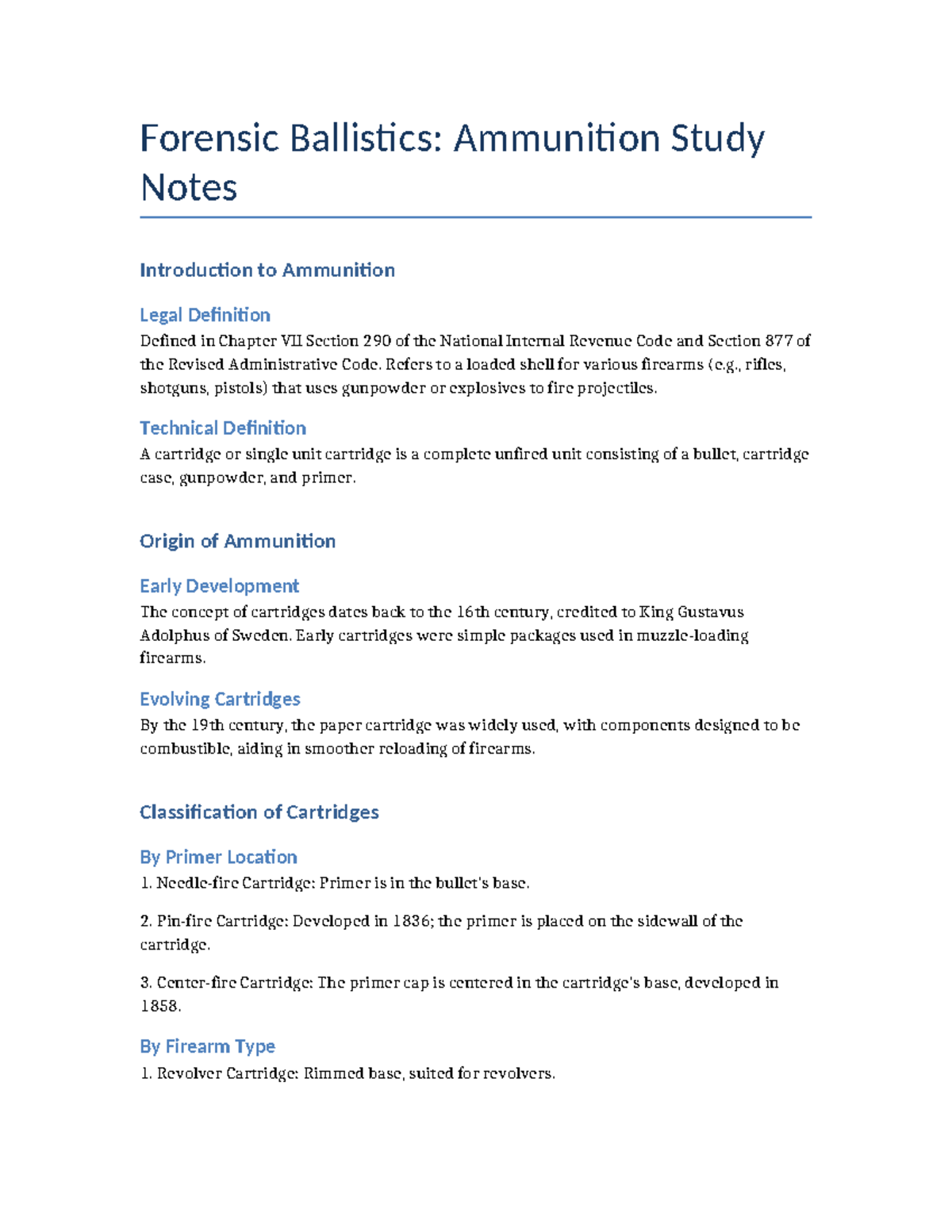 Forensic Ballistics Study Notes - Forensic Ballistics: Ammunition Study ...