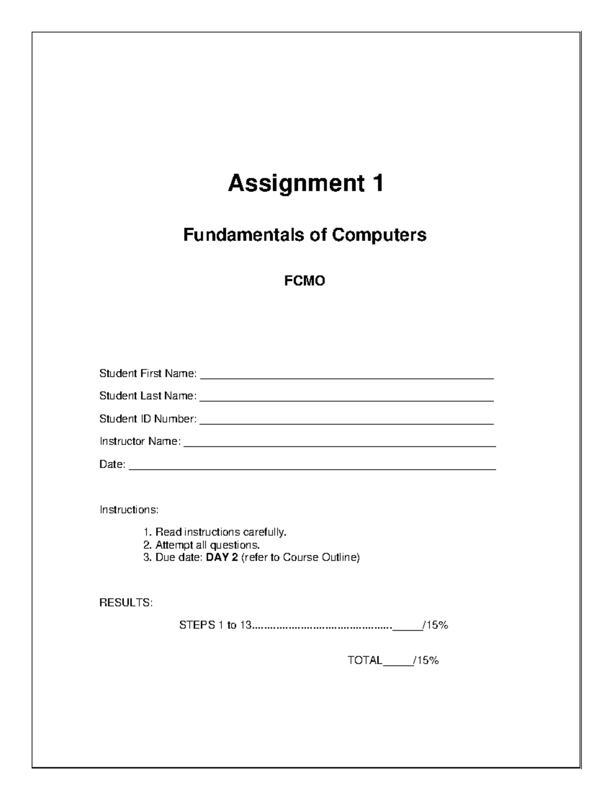 FCMO v2-0 Assignment 1 2016-0630 - FCMO - Studocu
