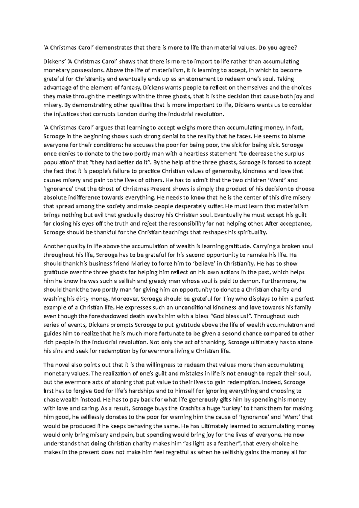 Draft - sdaasd - ‘A Christmas Carol’ demonstrates that there is more to ...