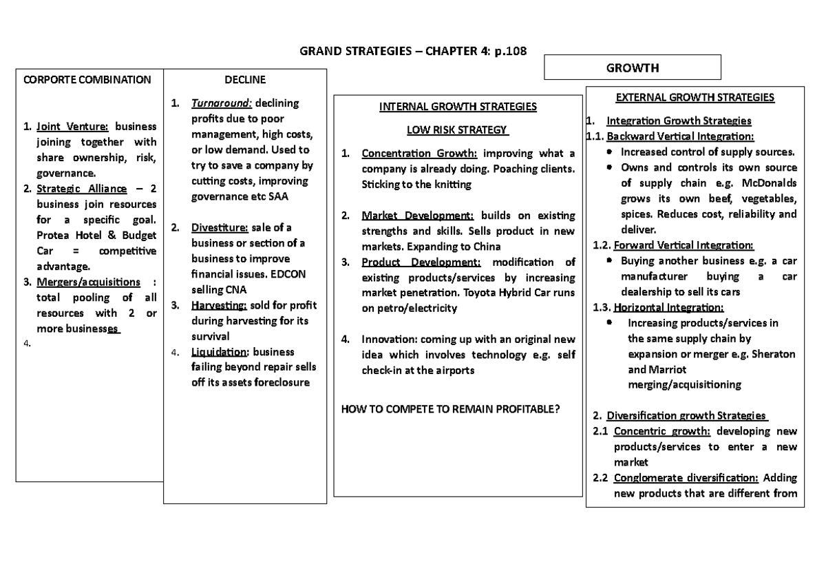 Grand Strategies - NOTES - GRAND STRATEGIES – CHAPTER 4: p. CORPORTE ...