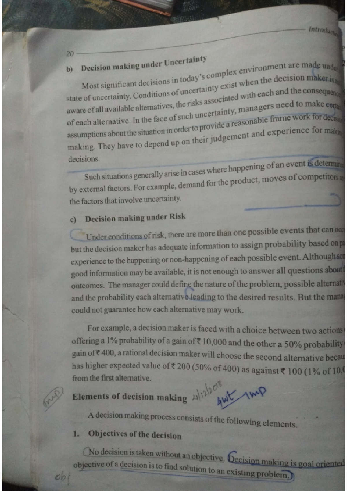 Elements of decision making - Principles of Business Decision - Studocu