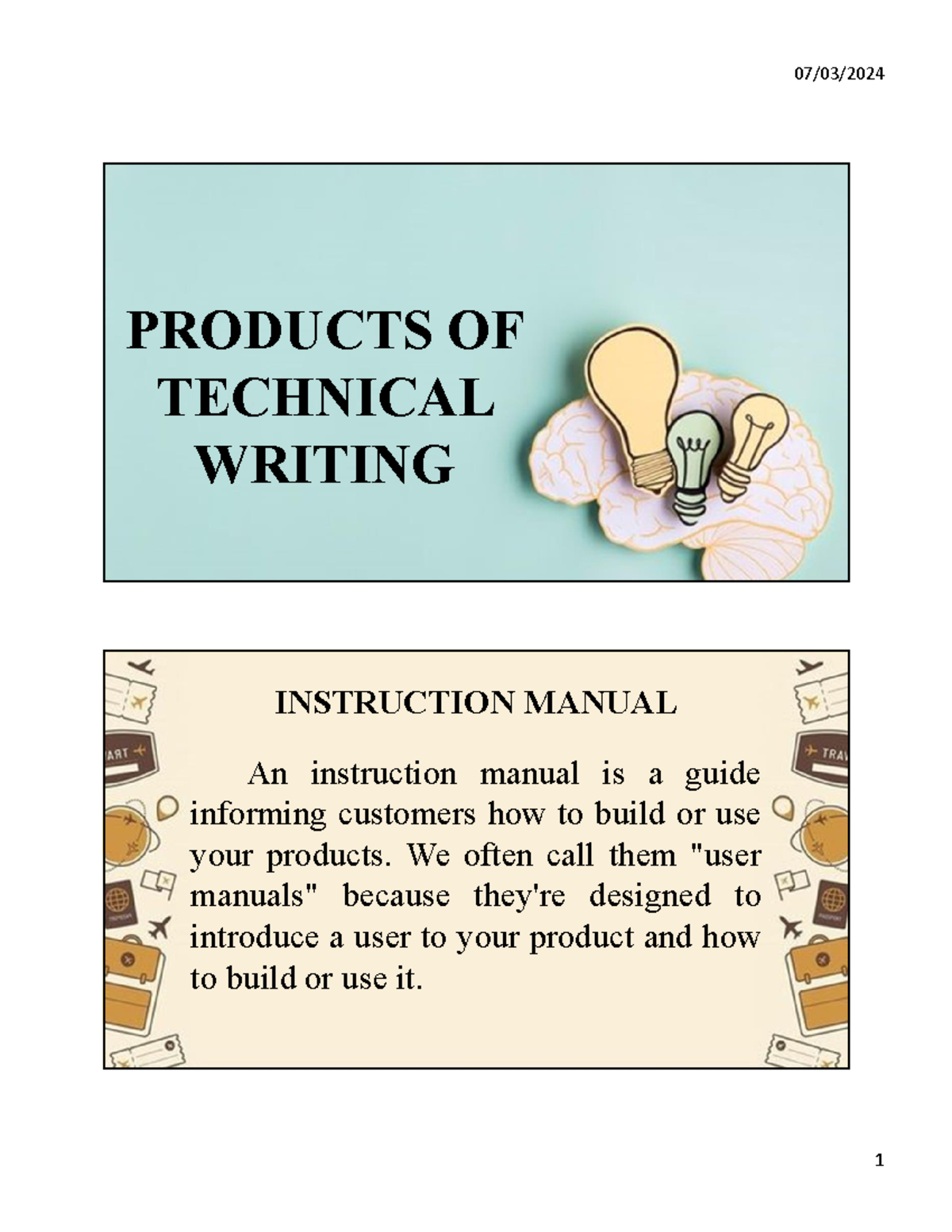 MAIN Topic 2 - about technical writing - PRODUCTS OF TECHNICAL WRITING ...