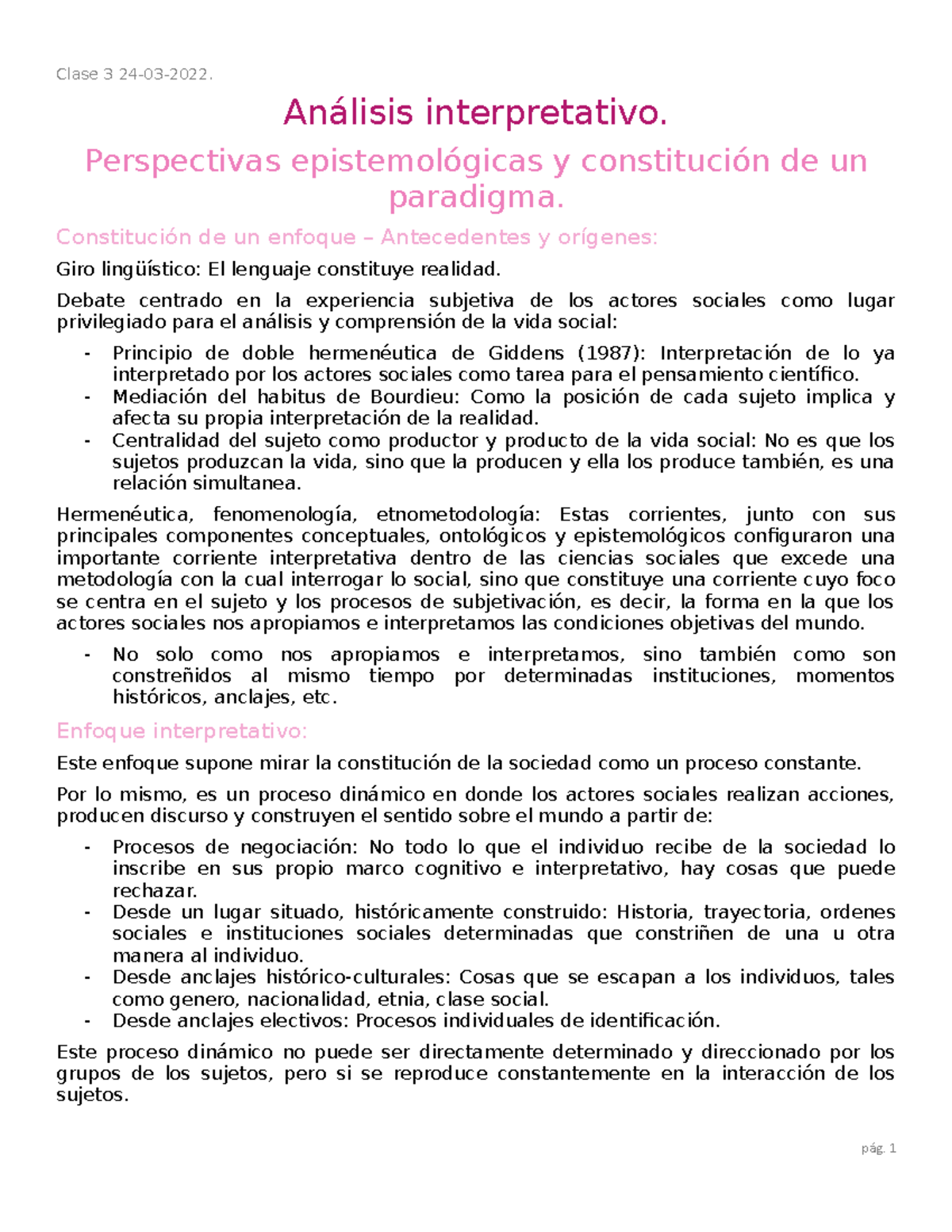 Análisis interpretativo - Clase 3 24-03-2022. Análisis interpretativo ...