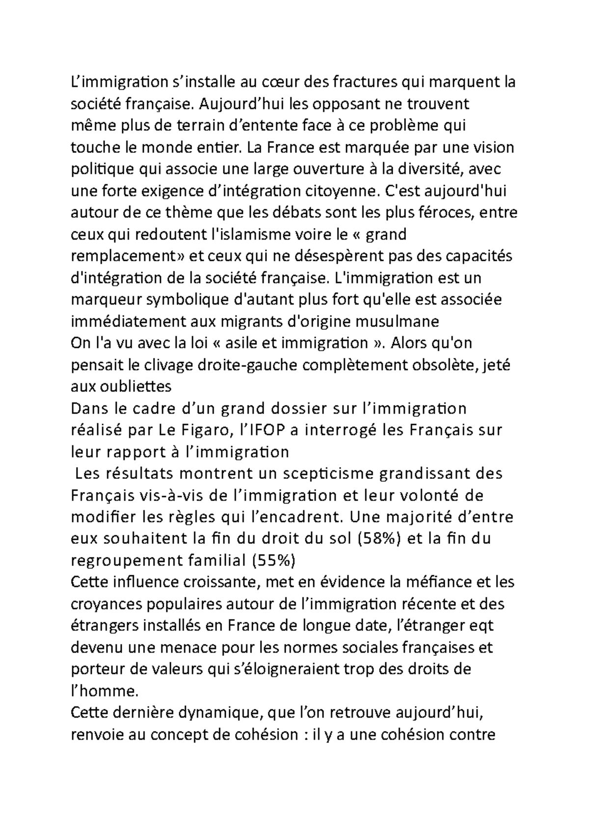 Immigration - exposé - L’immigration s’installe au cœur des fractures ...