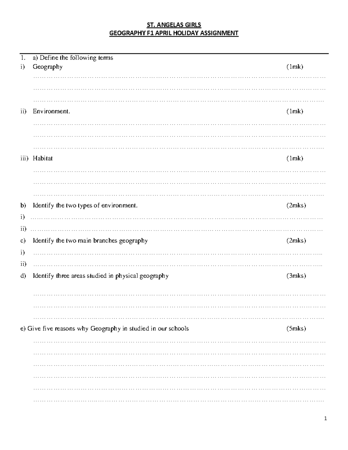 Geography F1 - revision peper - ST. ANGELAS GIRLS GEOGRAPHY F1 APRIL ...
