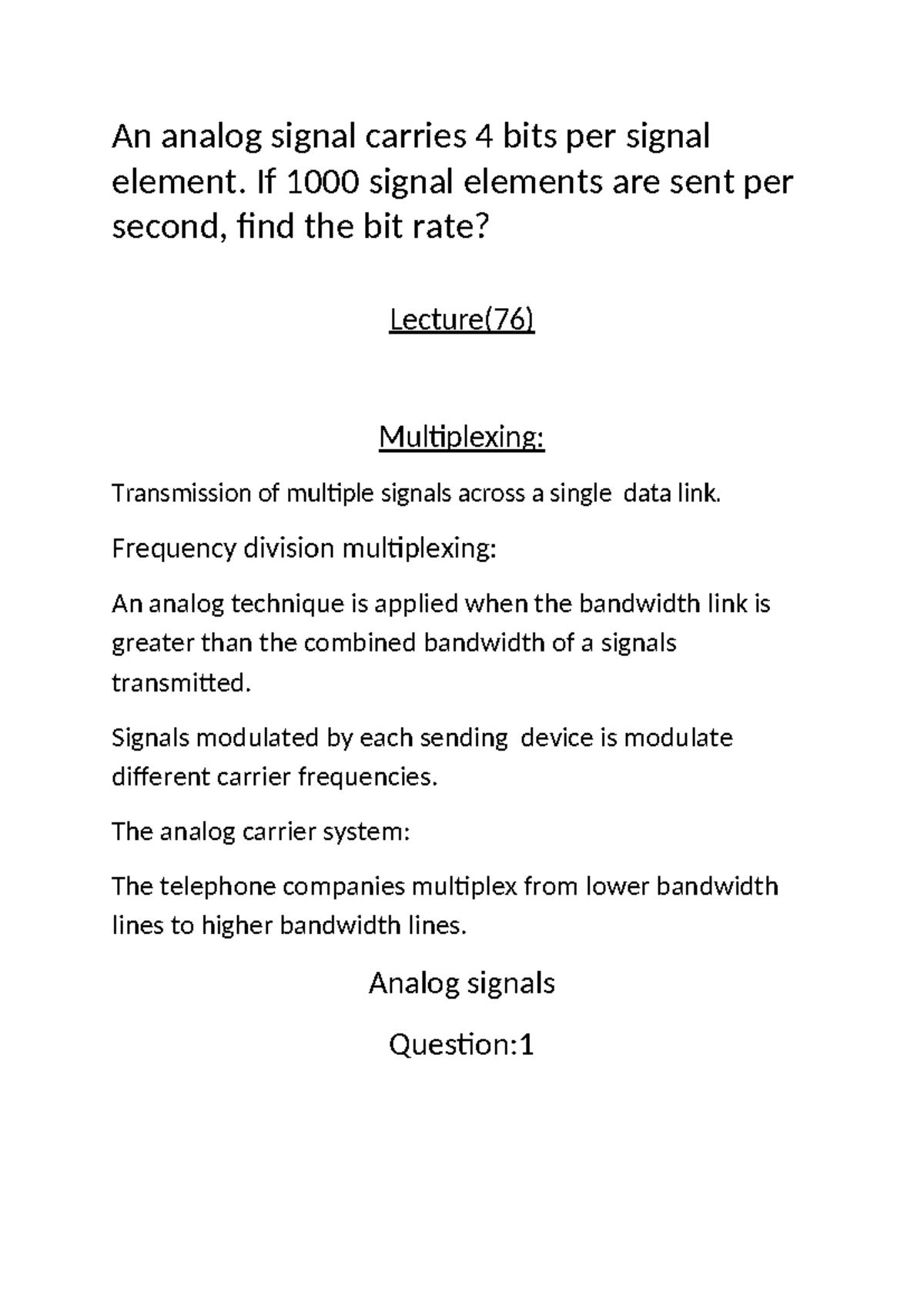 Data Communication - helpful in practial - Lecture(76) Multiplexing: Transmission of multiple ...