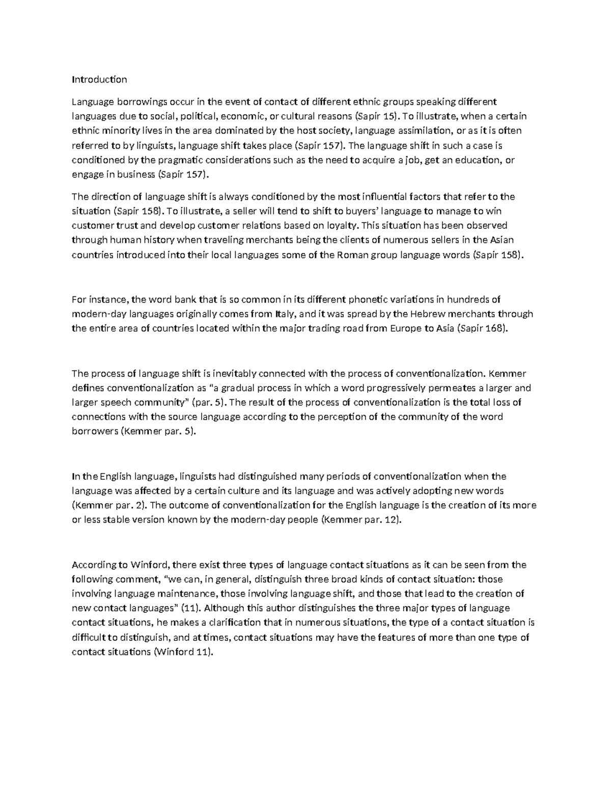 Borrowing - Introduction Language borrowings occur in the event of ...