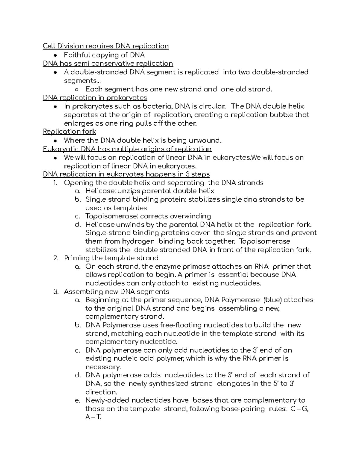 DNA Replication - dr maier - Cell Division requires DNA replication ...