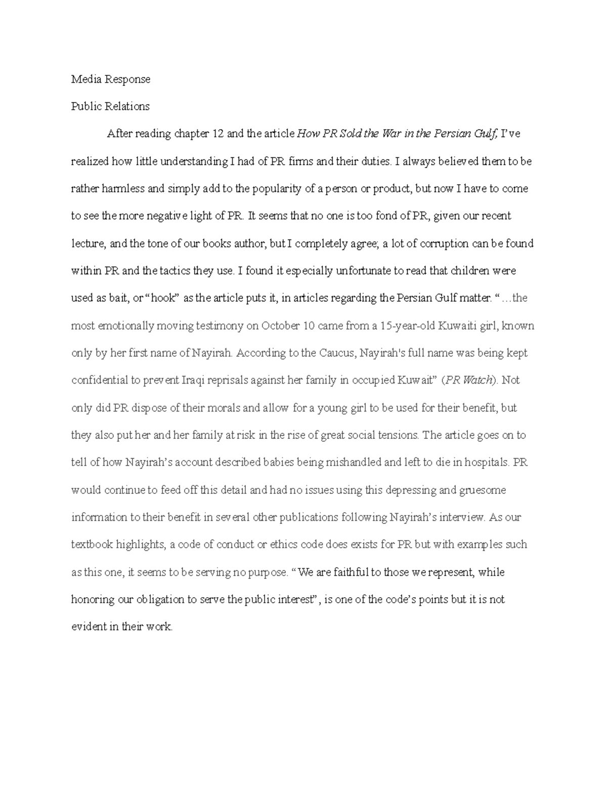 Media Response PR - Media Response Public Relations After reading ...