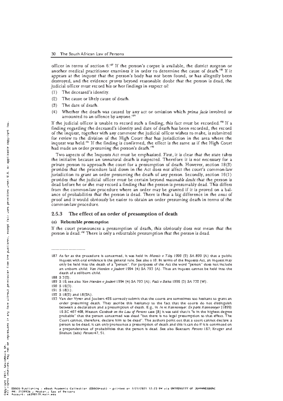 Heaton 2017 253The Effect Of An Order Law Of Persons - 30 The South ...
