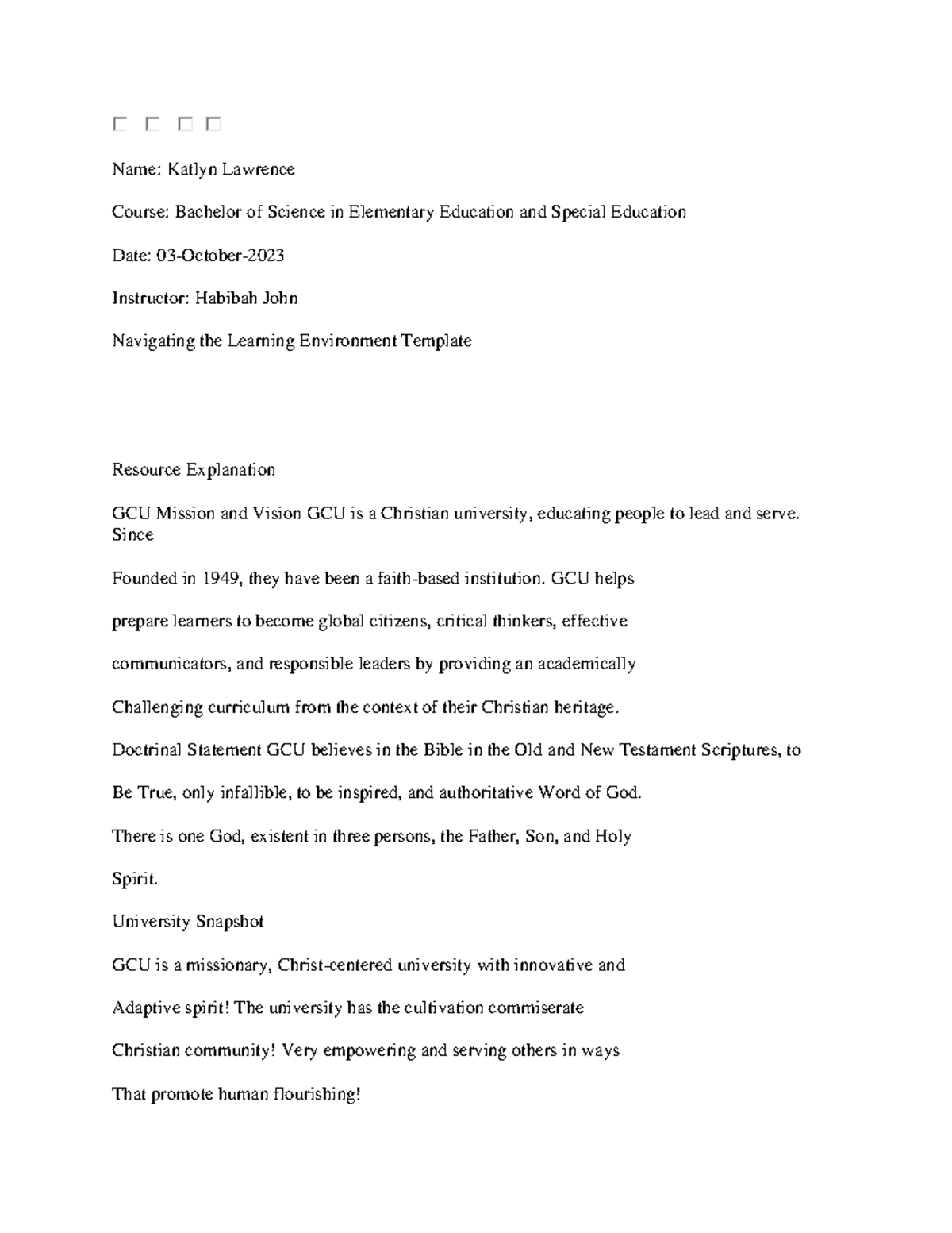 Homework 6 - just a easy - Name: Katlyn Lawrence Course: Bachelor of ...