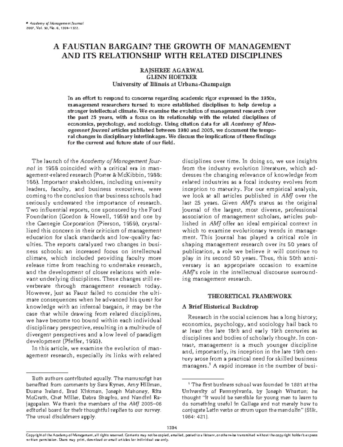 A Faustian Bargain THE Growth OF Management - A FAUSTIAN BARGAIN? THE ...