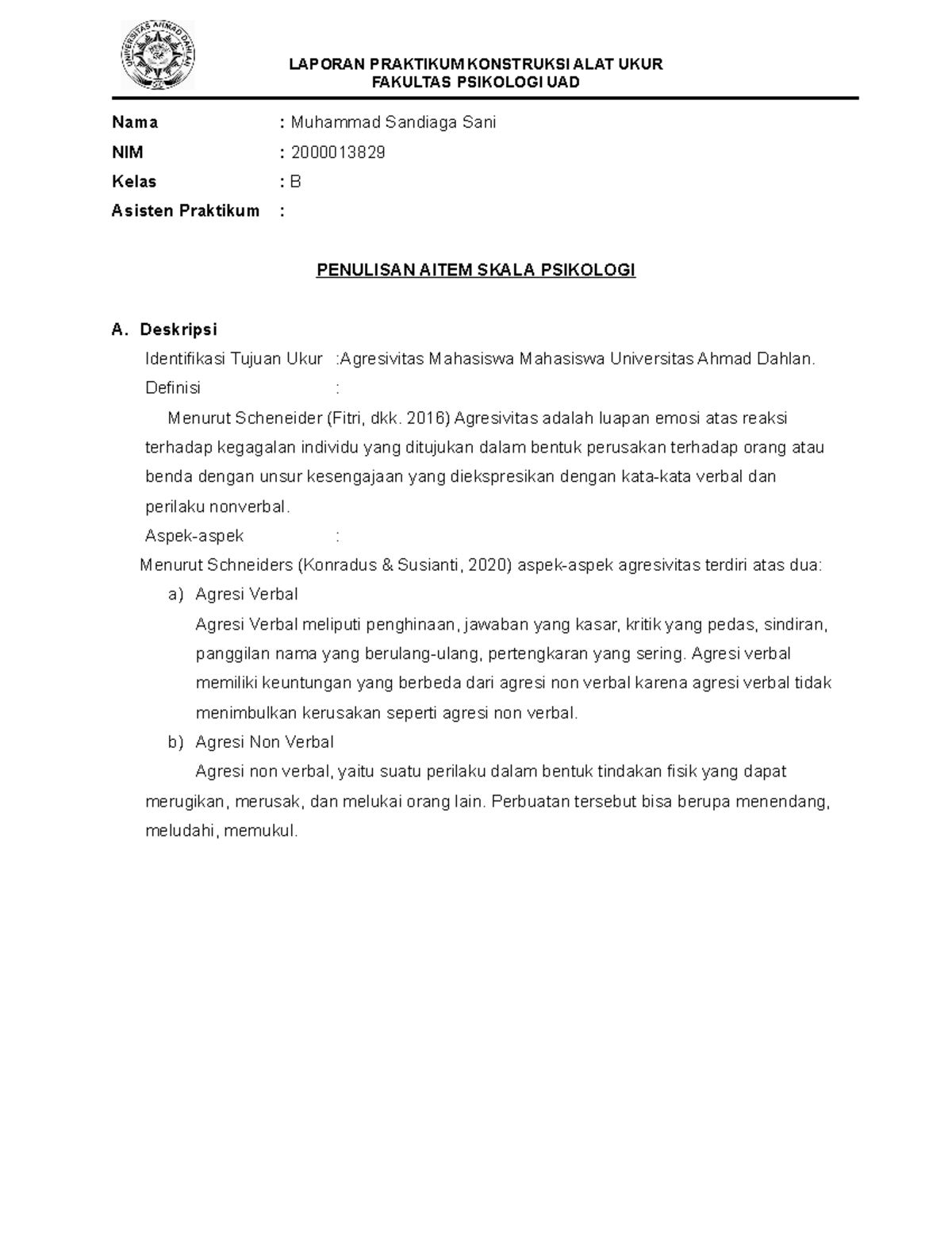 Kontur 2 - penulisan aitem skala psikologi dan tabel sebaran aitem ...