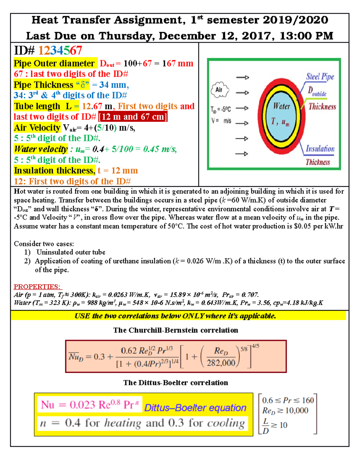 Heat Assignment 1st Sem 2019 2020 - Heat Transfer Assignment, 1st semester 2019/ Last Due on ...