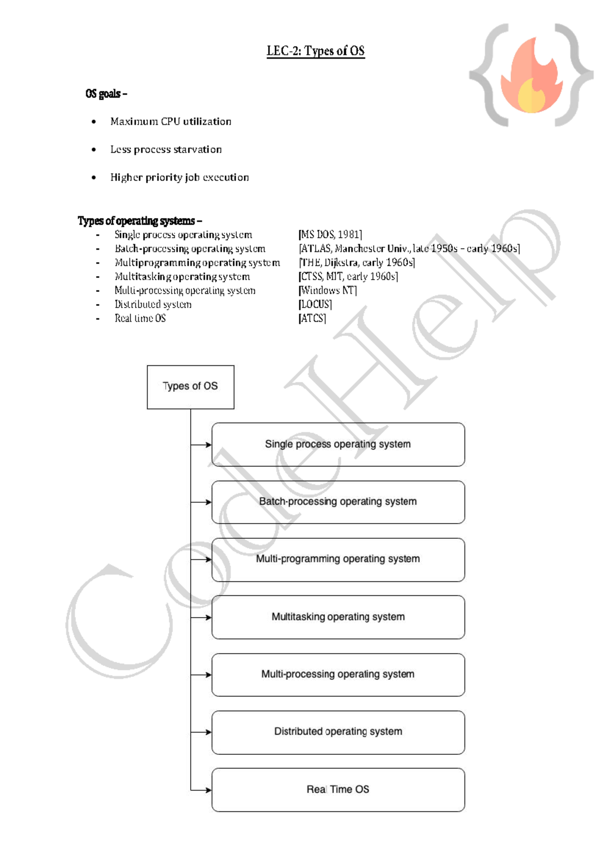 Lec-2 - OS notes - OS goals – Maximum CPU utilization Less process ...