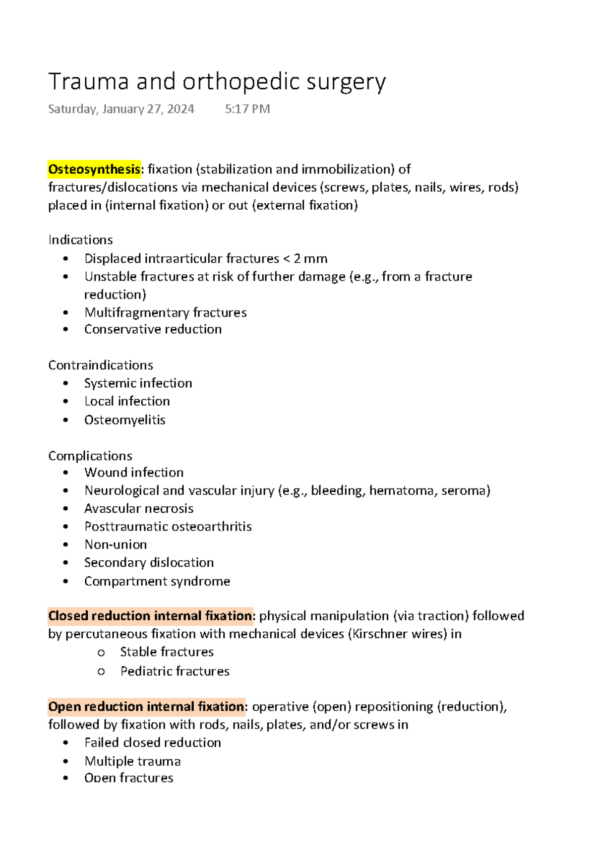 Trauma and orthopedic surgery - Osteosynthesis: fixation (stabilization ...