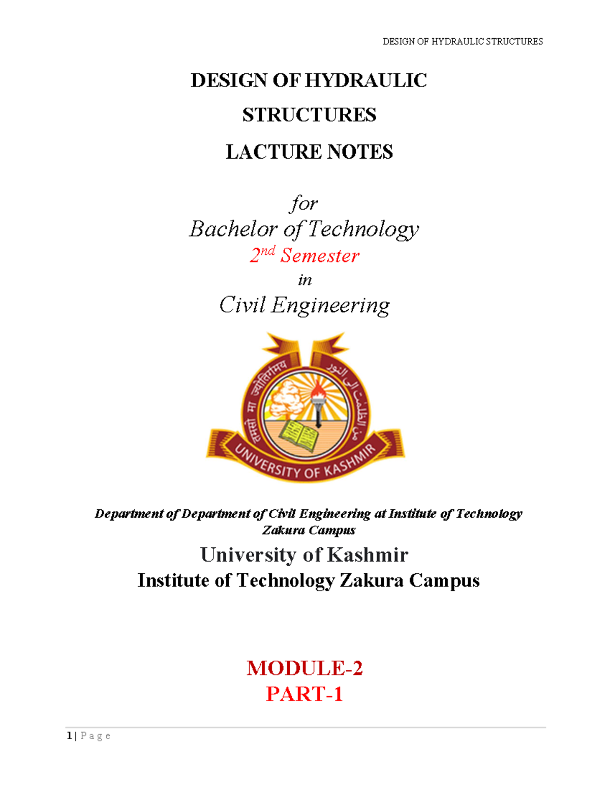 Design OF Hydraulic Structures 2nd Sem Module 2 Part 1 Spillways ...