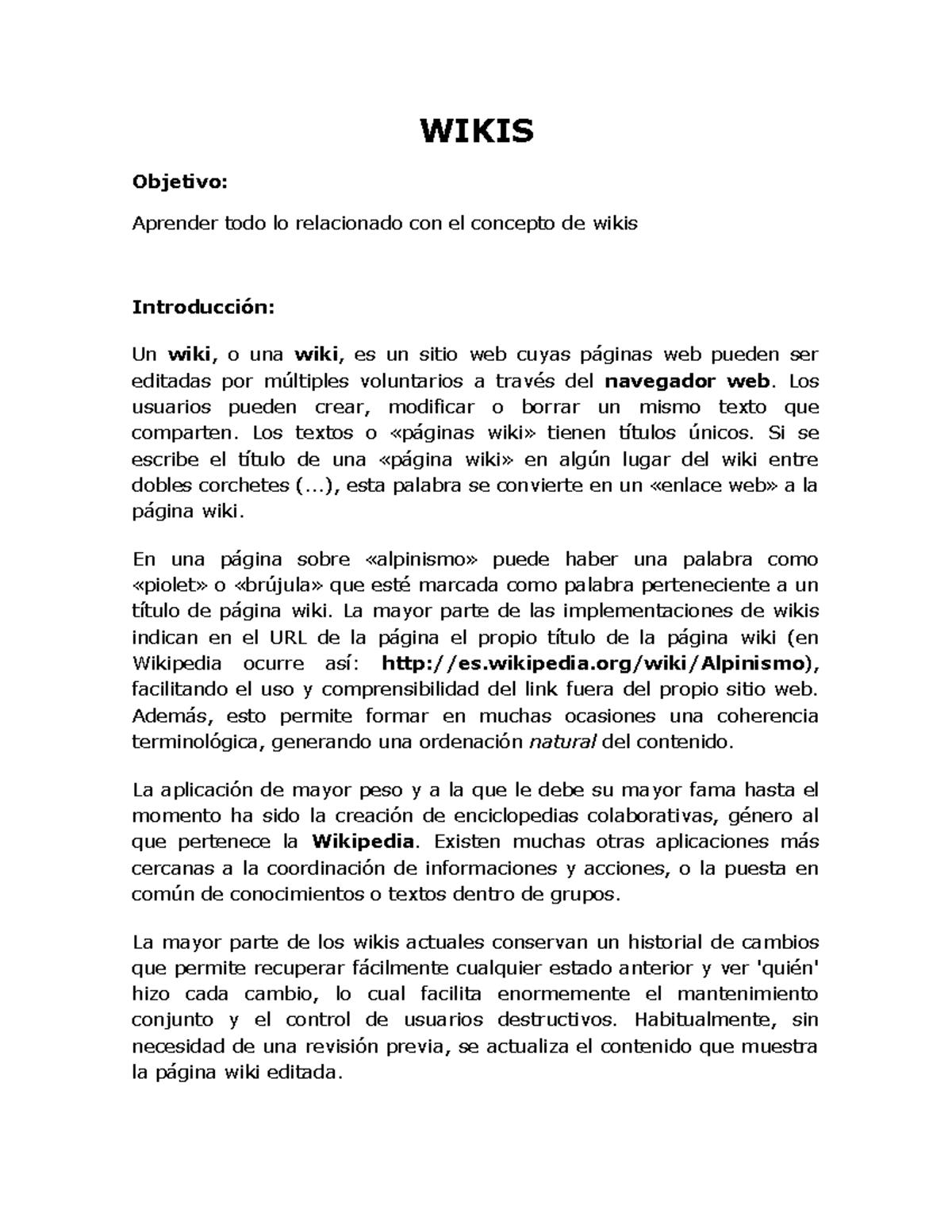 Clase 14 Wikis - Descripción de temas, resumen de temas, semana 13 del ...