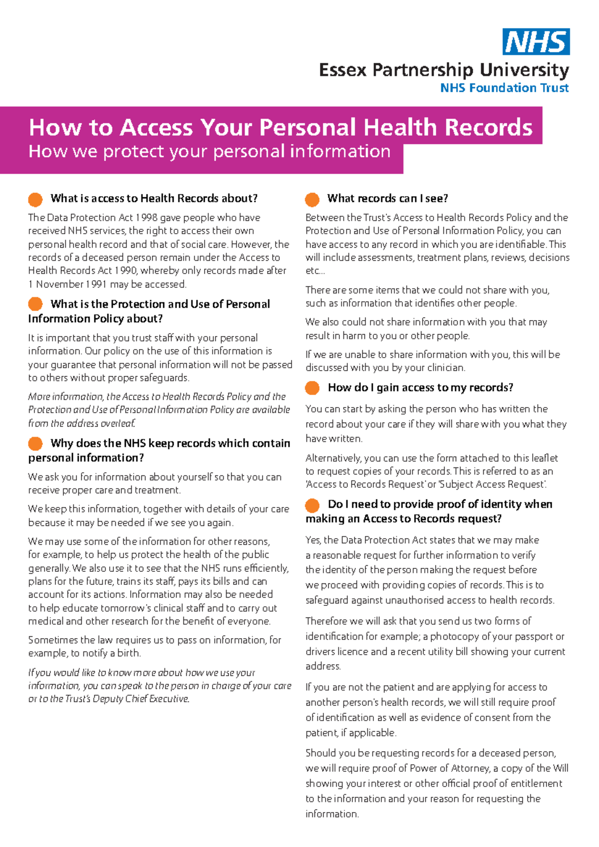 EP0496 How to Access Your Personal Health Records A4 - What is access ...