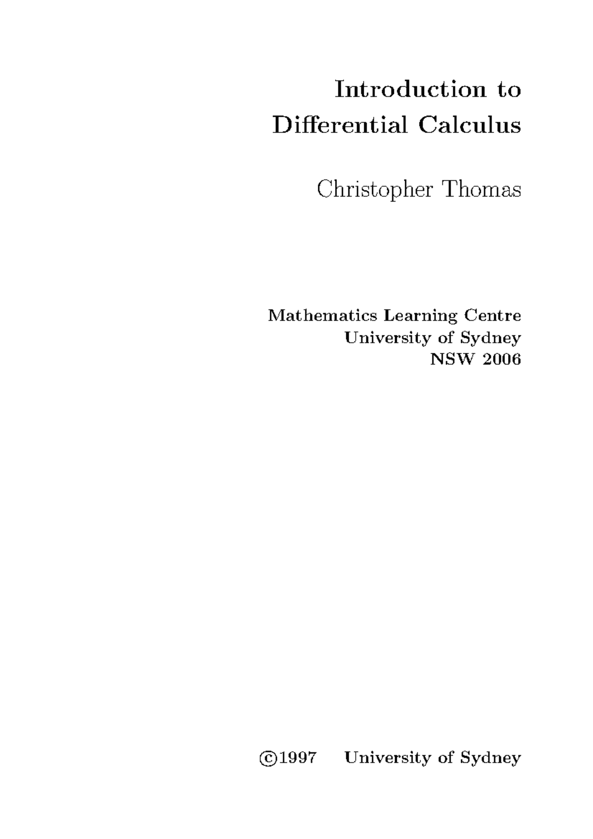 Introduction to differential calculus - Introduction to Differential ...