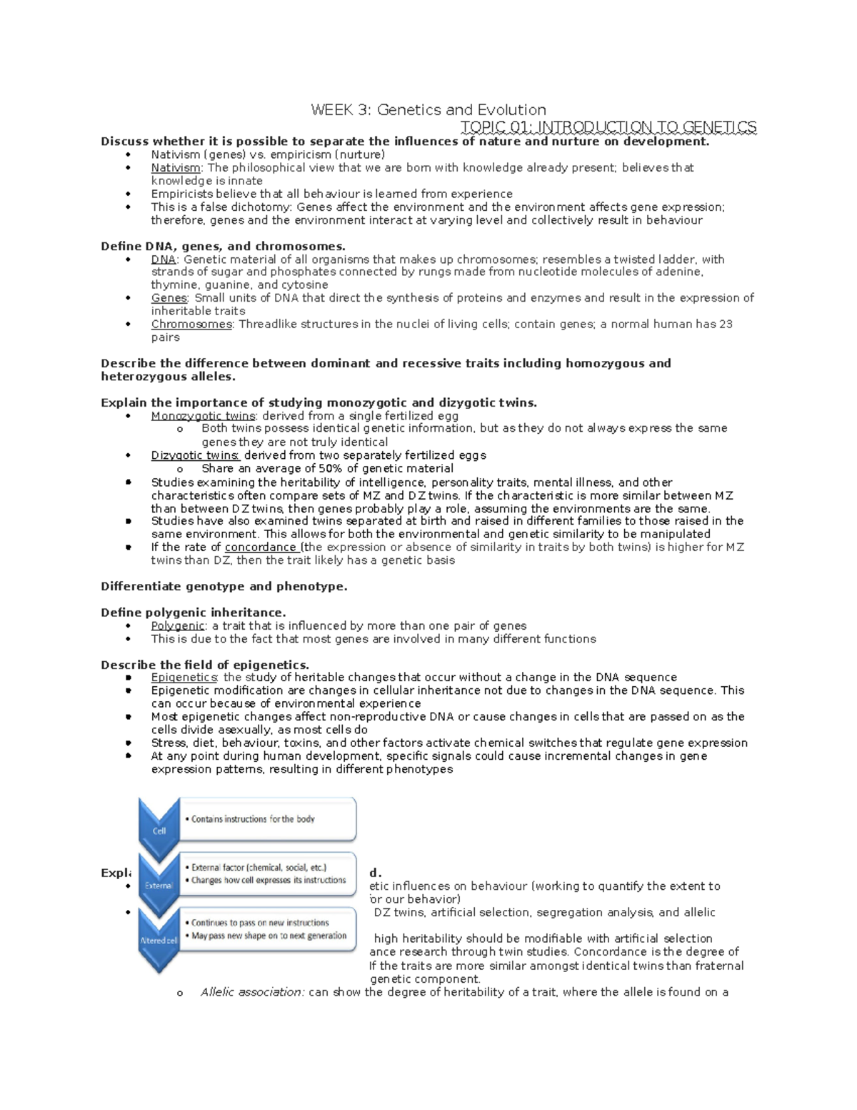 Week 3. Genetics and Evolution - WEEK 3: Genetics and Evolution TOPIC ...