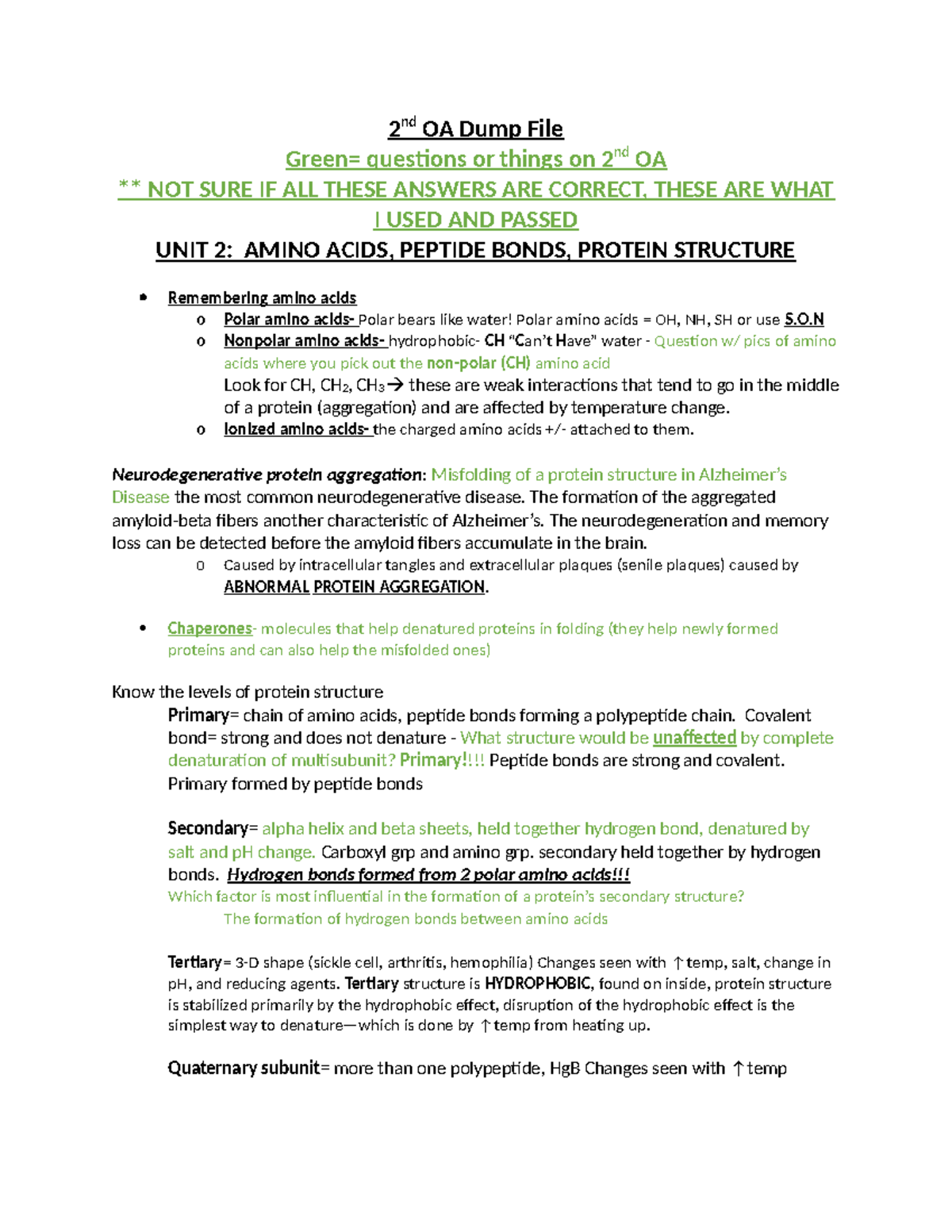 2nd OA dump file - Gghhh - 2 nd OA Dump File Green= questions or things ...