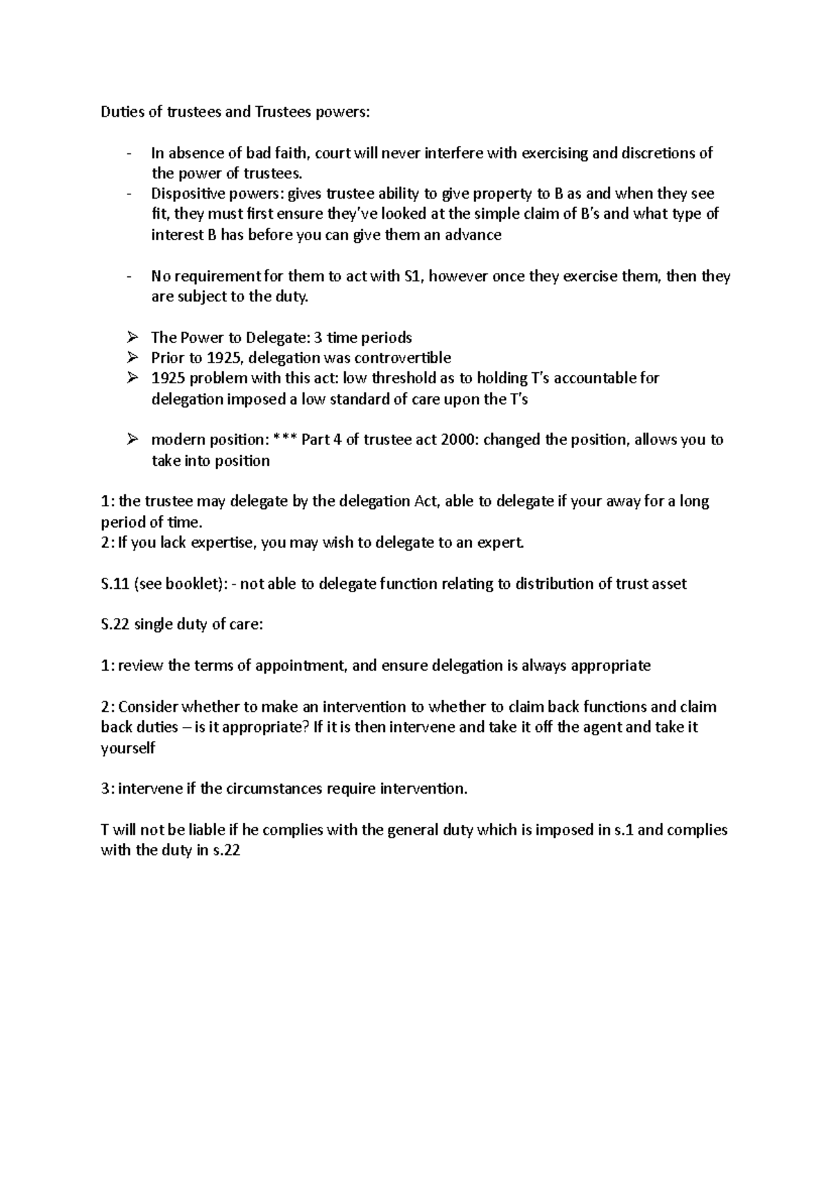 Duties of trustees and Trustees powers - Dispositive powers: gives trustee ability to give ...