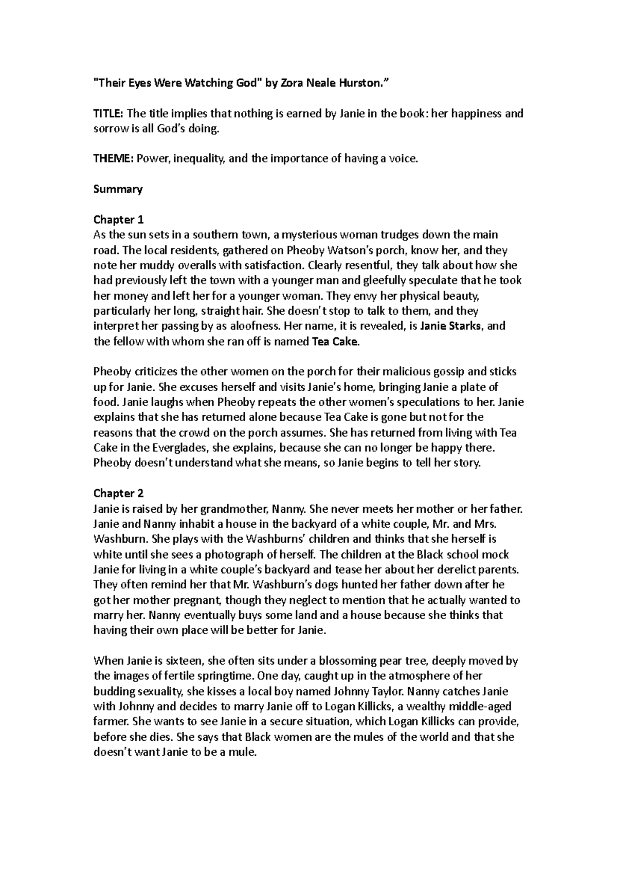 Their Eyes Were Watching God- C1AND2- Annotation - "Their Eyes Were ...