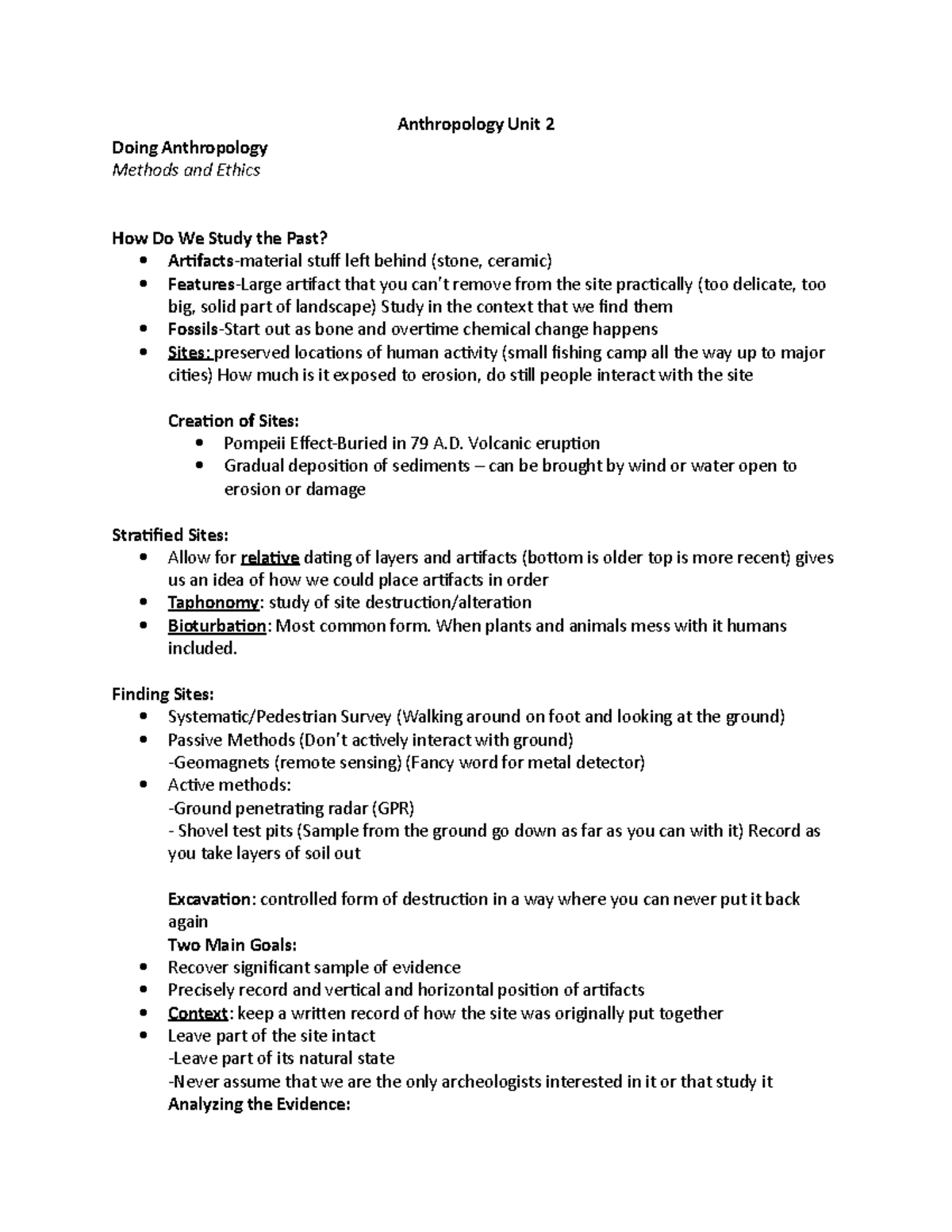 Anthro Unit 2 - ANTH 1000 Joe Phipps - Anthropology Unit 2 Doing ...