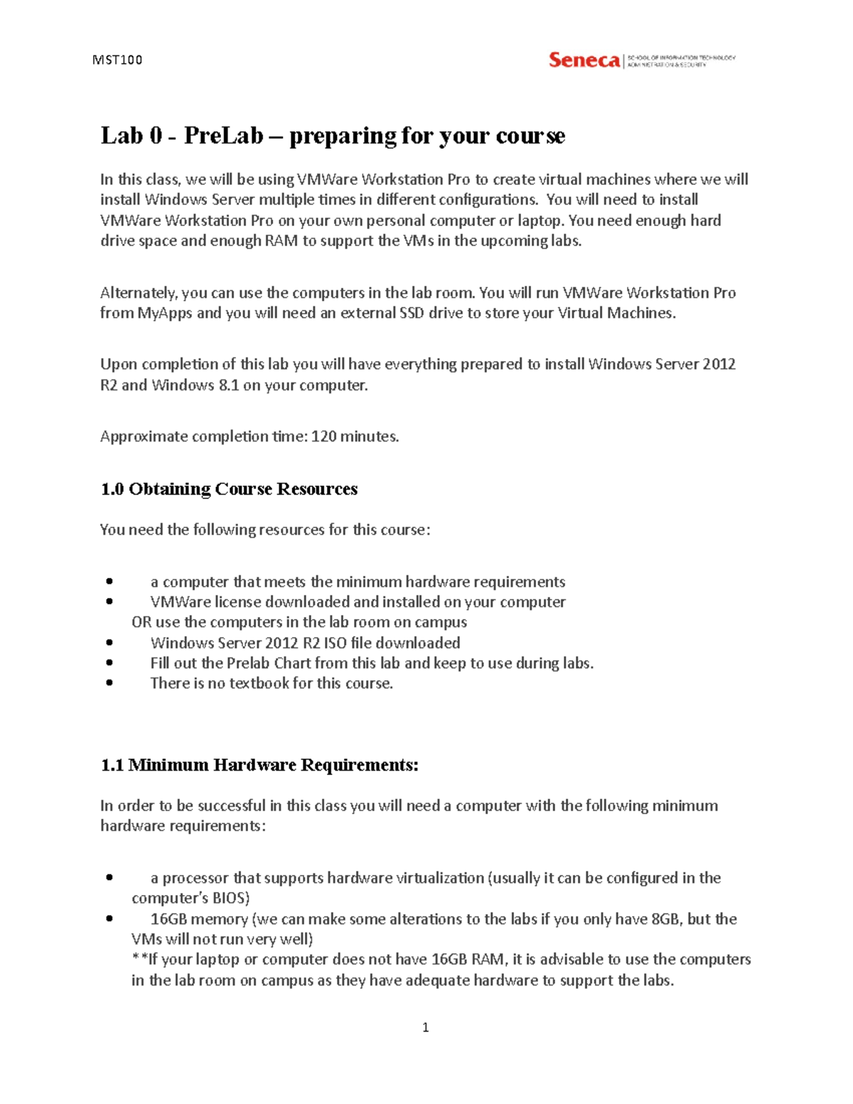 Lab 0 - Pre Lab - preparing for your online course - MST Lab 0 - PreLab ...