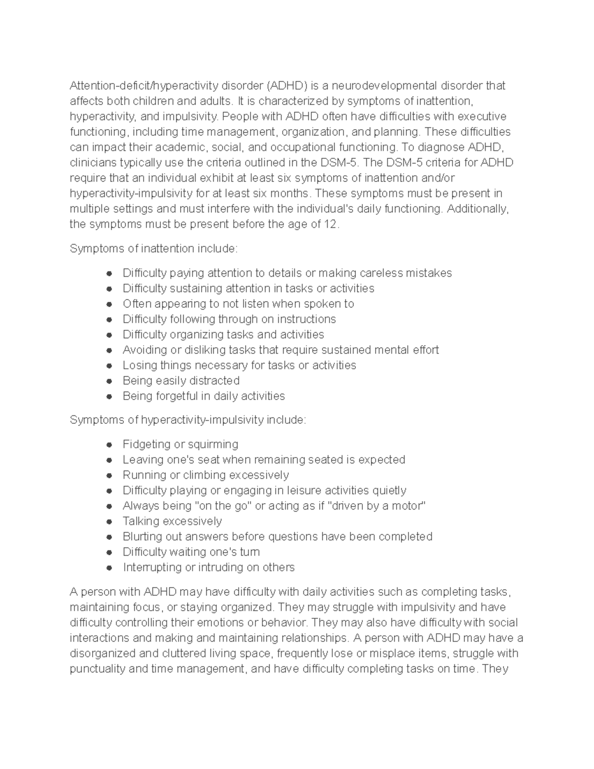Attention-deficit hyperactivity disorder (ADHD) - It is characterized ...