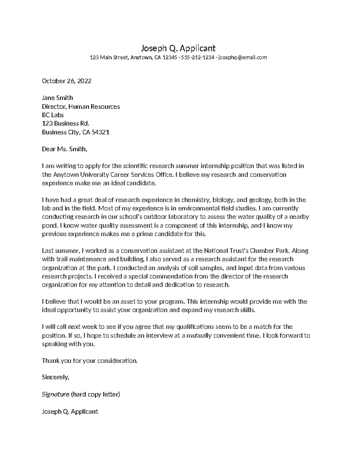 The Balance Internship-cover-letter-2060231 2022 - Joseph Q. Applicant ...