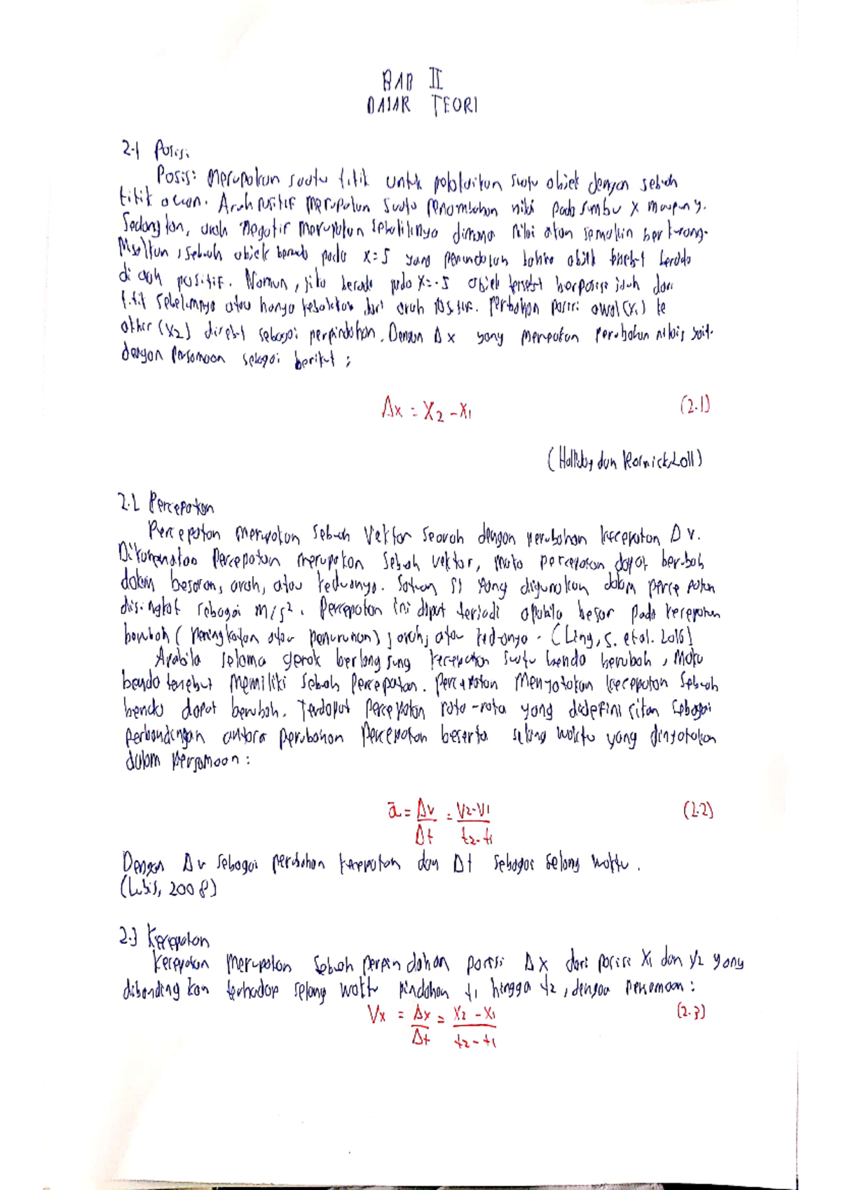 Jurnal Bab 2 Dasar Teori - Fisika Dasar I – Physics - ITS - Studocu