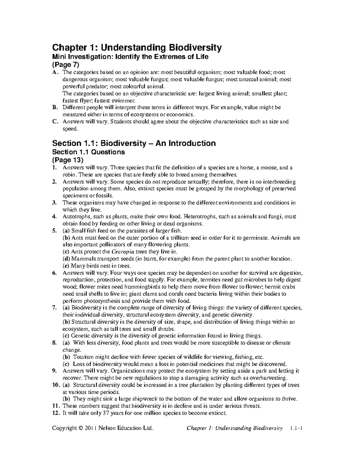 copy of biodiversity pt1 - Chapter 1: Understanding Biodiversity Mini ...