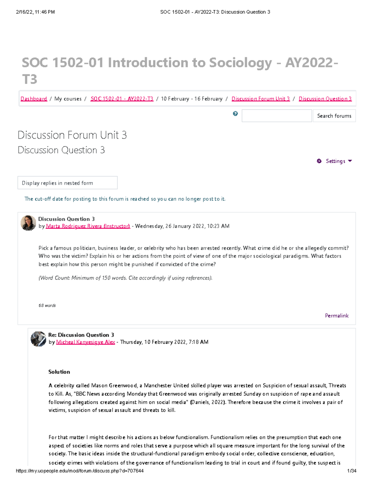 DF unit 3 SOC 1502 DF unit 1 SOC 1508 Discussion forum unit 3 that will ...