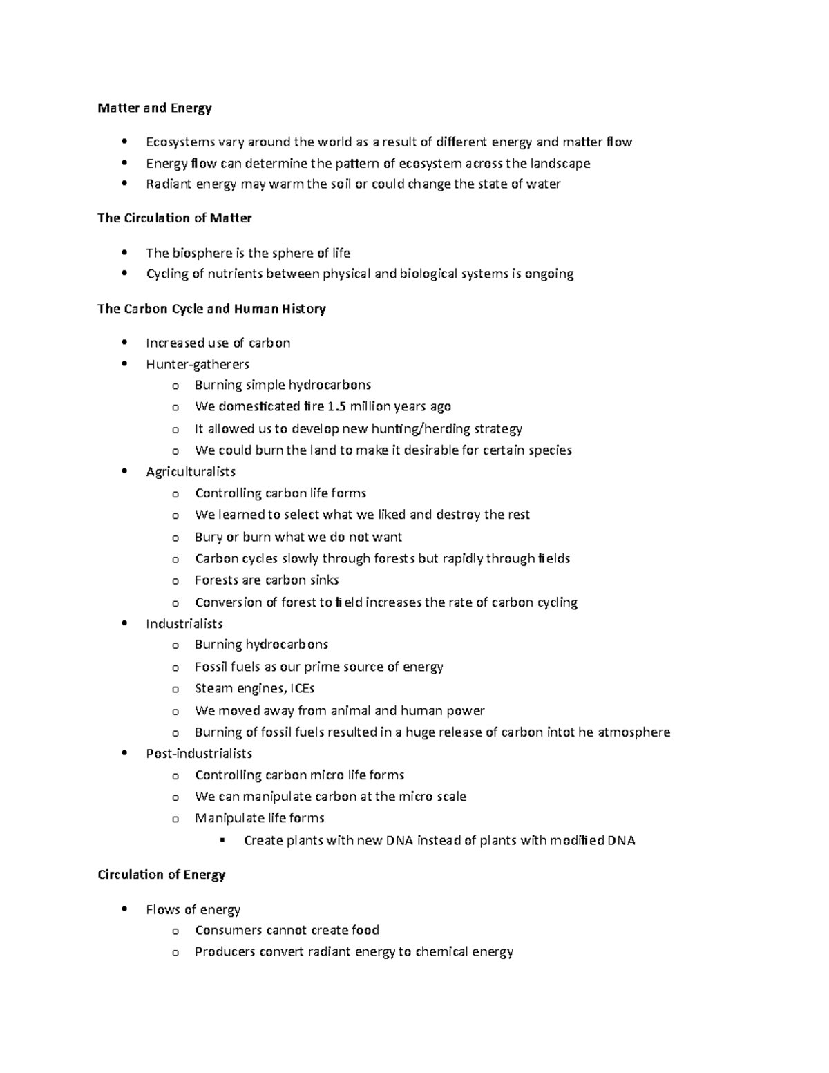 Unit 4 notes - Matter and Energy Ecosystems vary around the world as a ...