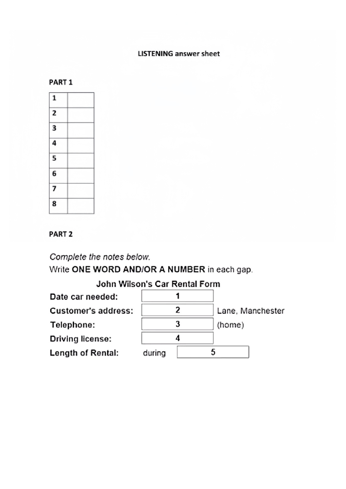 Doc2 - jooooooooooooooo - PHi101 - LISTENING answer sheet PART 1 1 2 3 ...