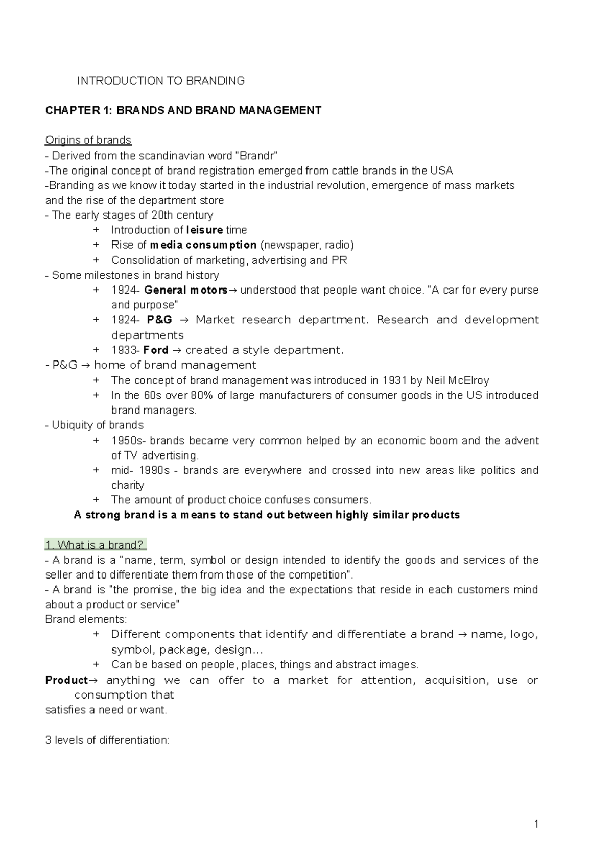 Introduction to branding - INTRODUCTION TO BRANDING CHAPTER 1: BRANDS ...