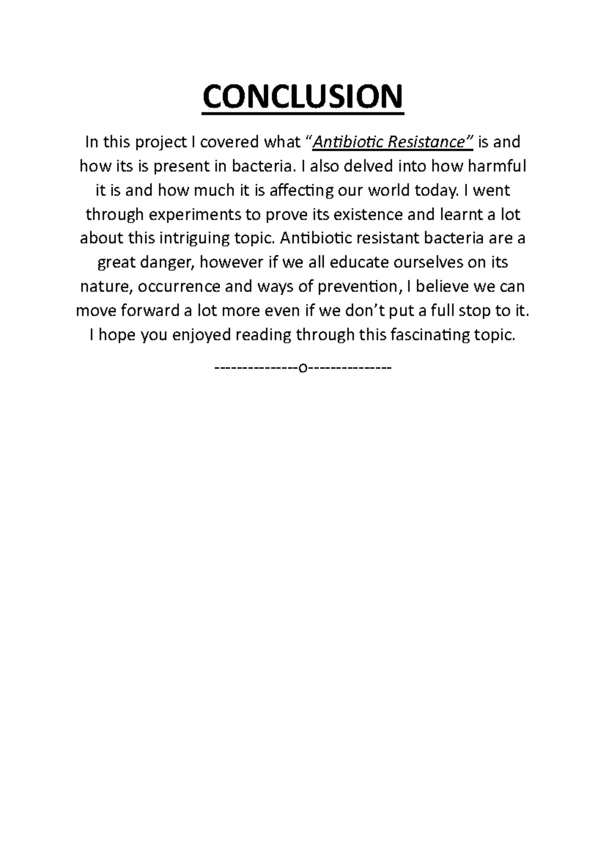 Biology Investigatory Project - CONCLUSION In this project I covered ...