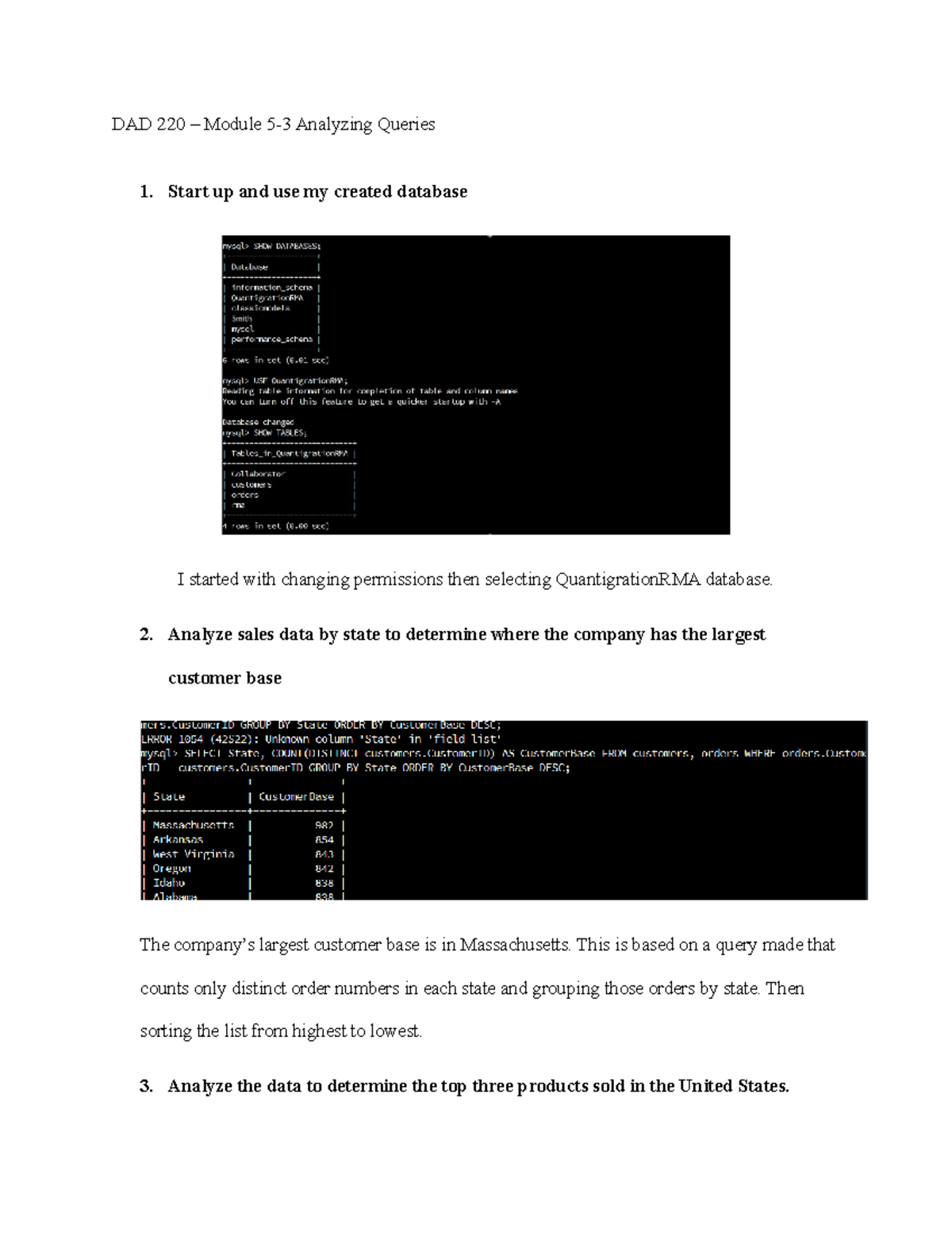 DAD 220 Module 5 3 - Grade A - DAD 220 – Module 5-3 Analyzing Queries 1. Start up and use my ...