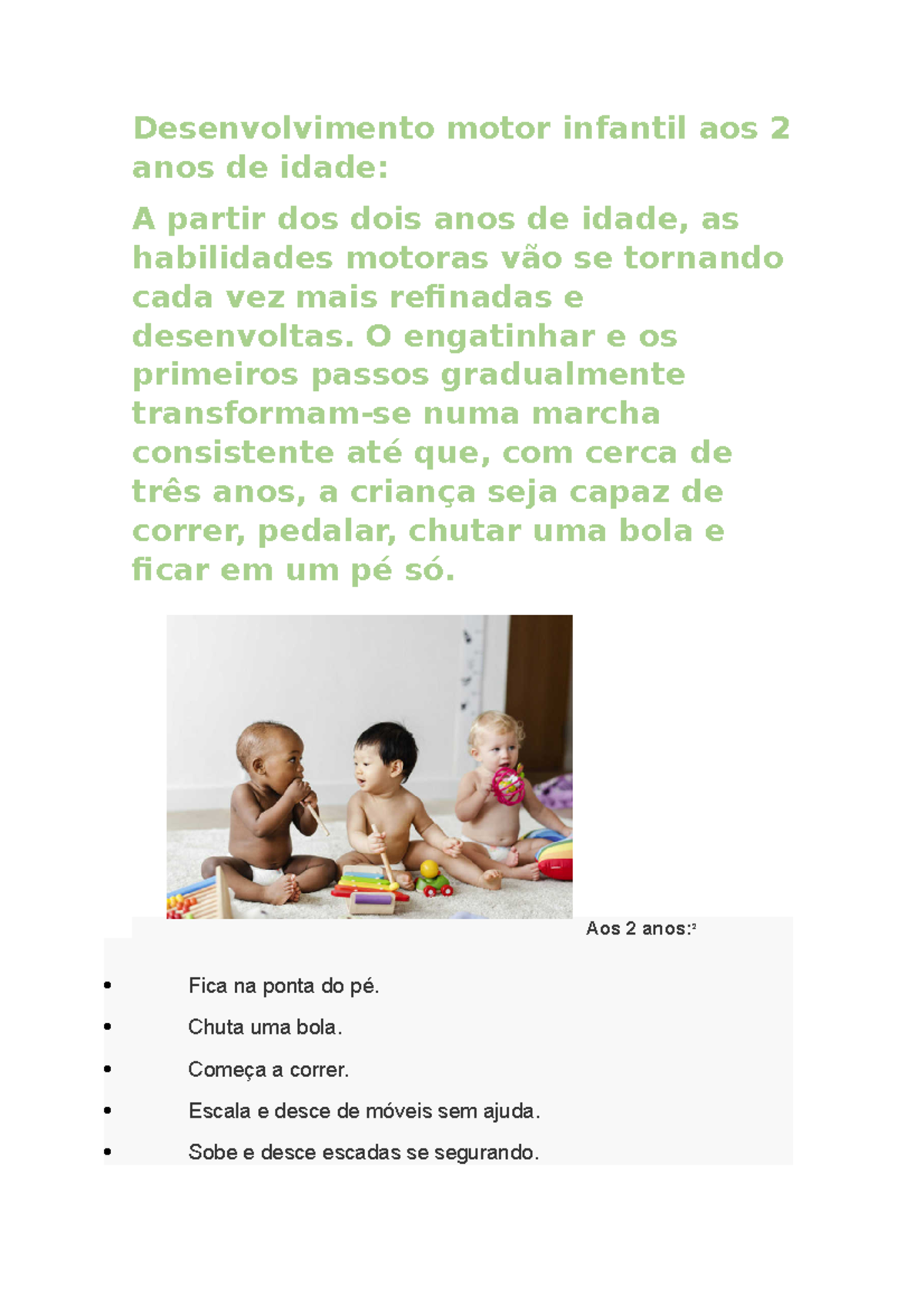 Desenvolvimento motor infantil aos 2 anos de idade - O engatinhar e os ...