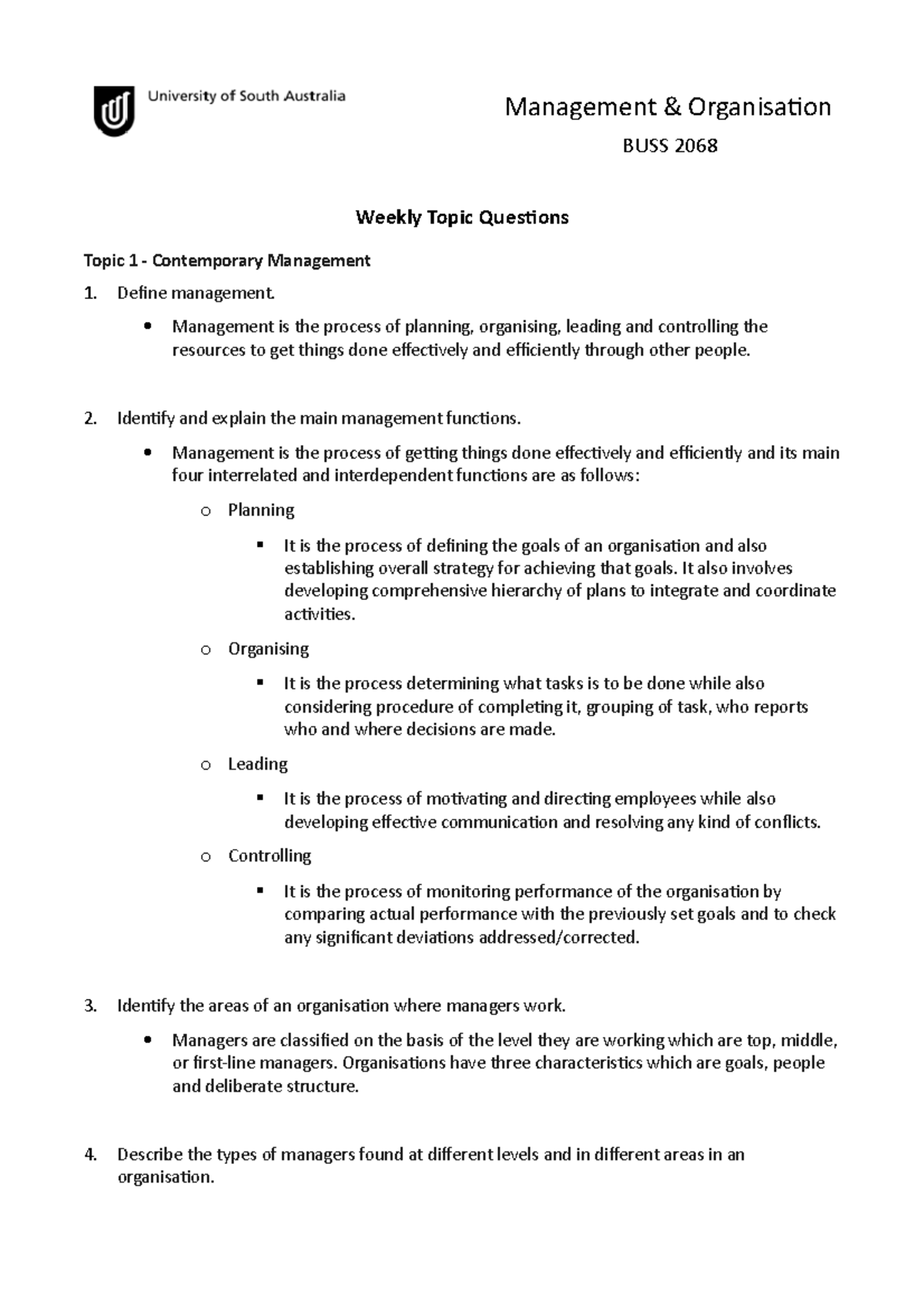 Topic 1 Questions - exam revision, exam revision, exam revision ...