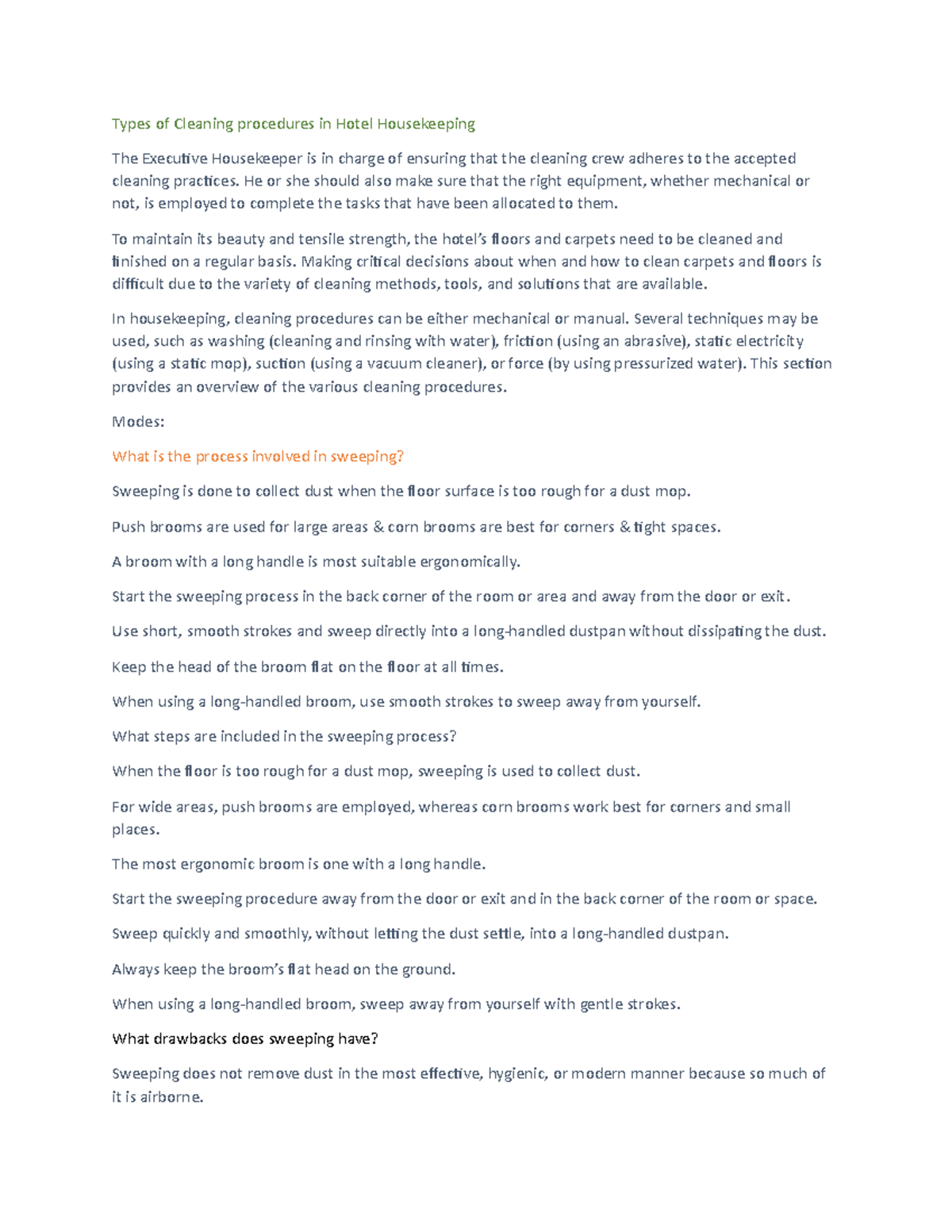 Types of Cleaning procedures in Hotel Housekeeping - He or she should ... Types of Cleaning procedures in Hotel Housekeeping - He or she should ...