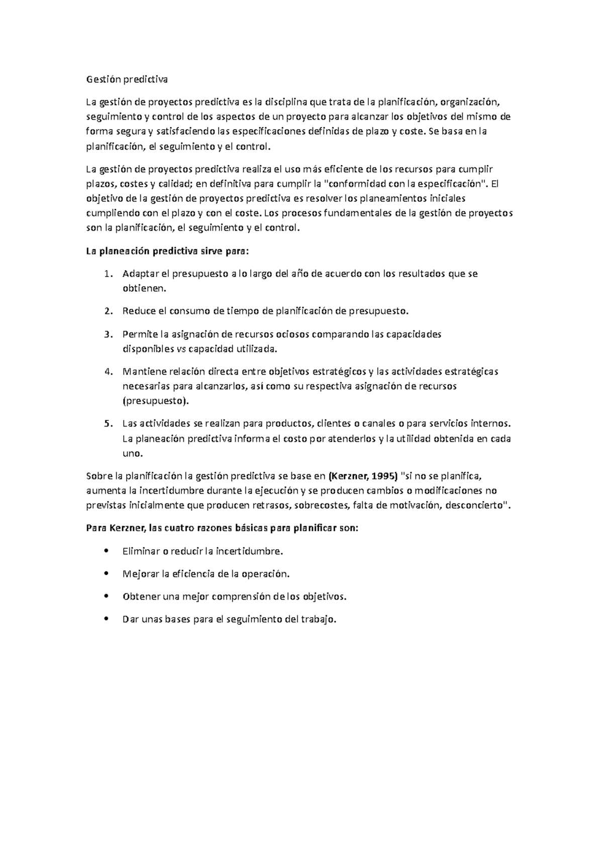 Pae- cuerpo - lol - Gestión predictiva La gestión de proyectos ...
