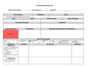 Formato Planeacion Aprendizaje Basado EN Problemas - PLANEACIÓN DIDÁCTICA CENTRO DE TRABAJO ...